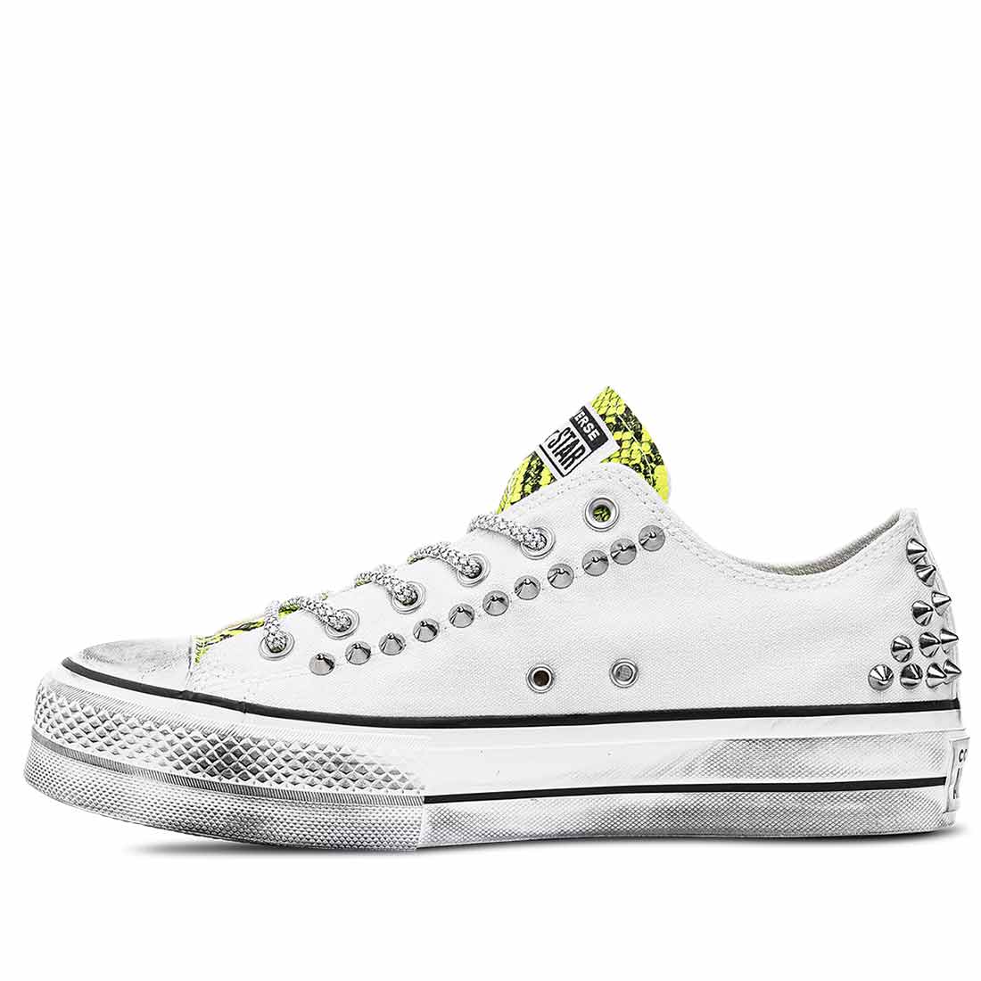 Converse All Star Basse Pitonate Giallo Fluo | Sped. GRATIS 24h ...